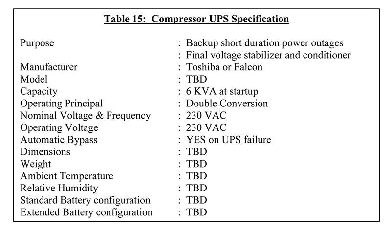 Compressor UPS specs